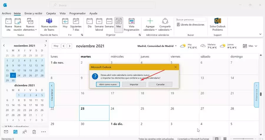 Outlook календарын импорттоо