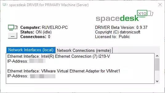 SpaceDesk Server W10