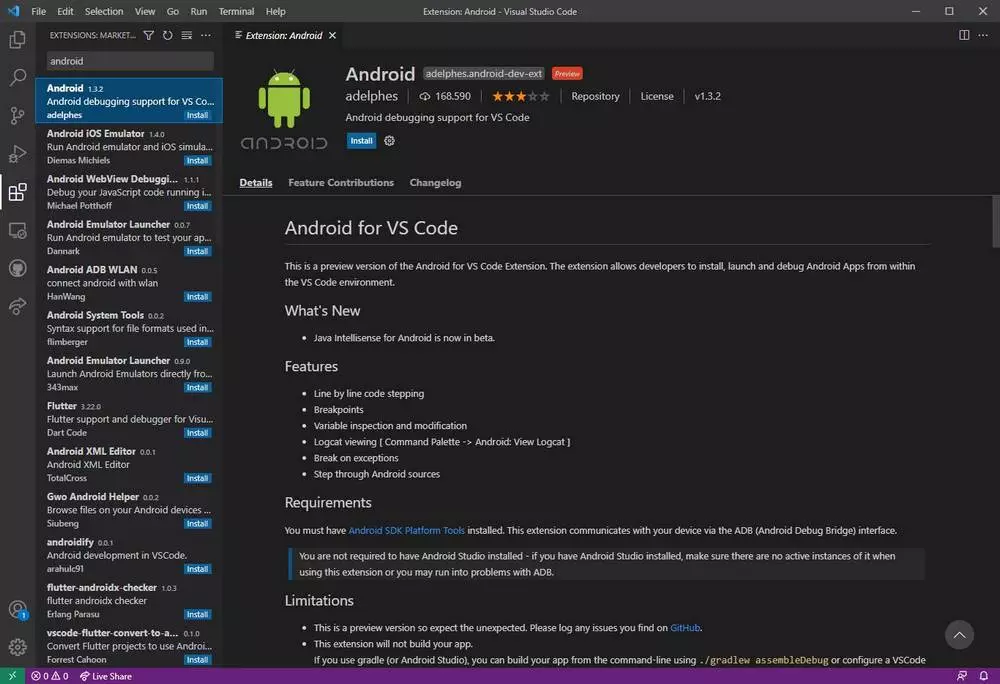 Kode Visual Studio Android
