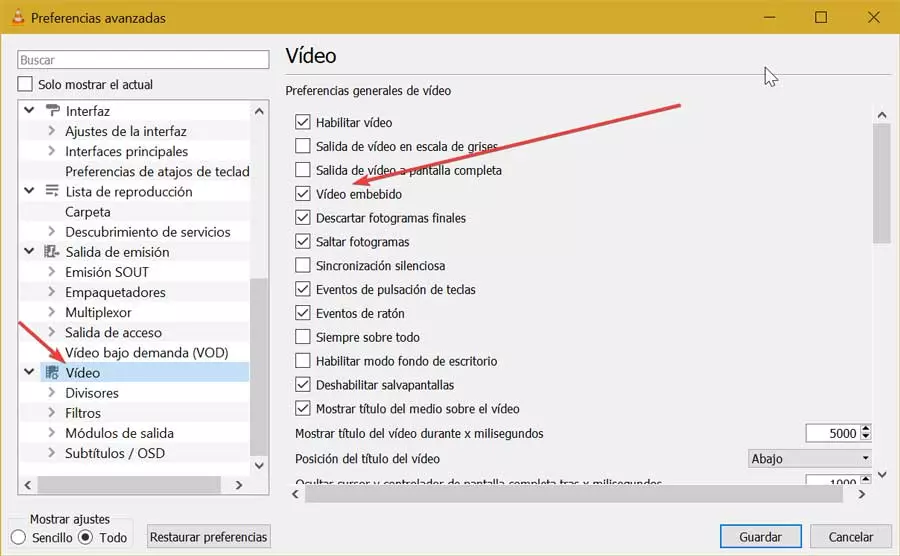 VLC sisseehitatud video