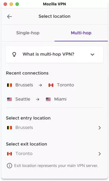 멀티 홉 Mozilla VPN