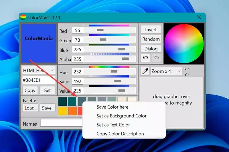 ColorMania zapisz kolor