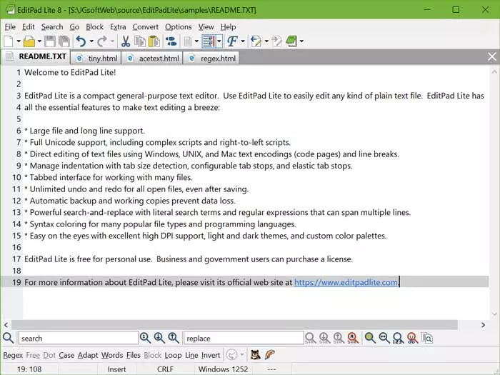 EditPad Lite text editor