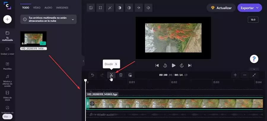 Clipchamp thêm video và cắt