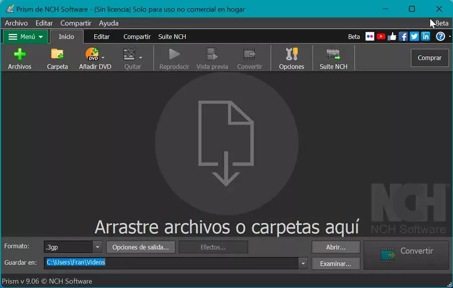 Prism Video Converter ikurura dosiye nububiko