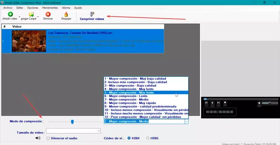 Byoroheje Video Compressor compression uburyo bwo kwikuramo uburyo