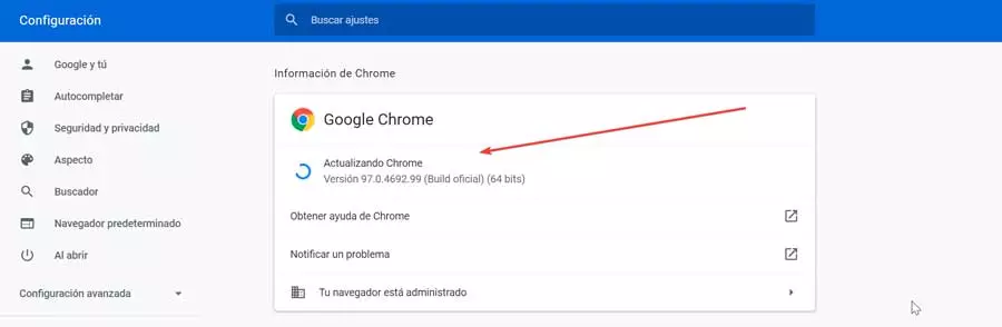 Opdaterer Google Chrome