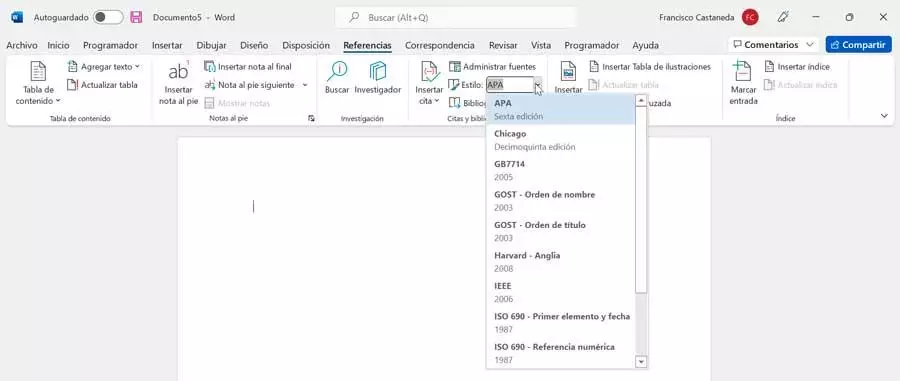 Bibliografia stilo en Word