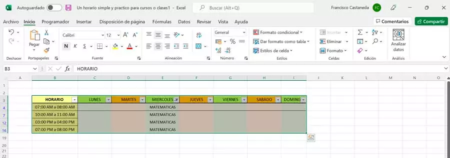 تصفية خلايا الجدول في Excel