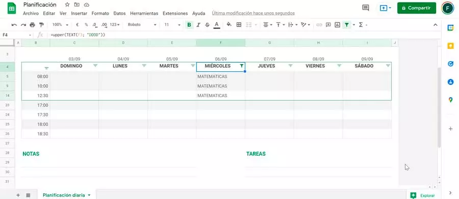 Google Sheets маълумотро дар ҷадвал филтр кардааст