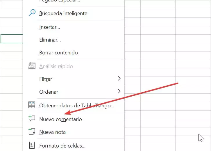 excel nuovo commento