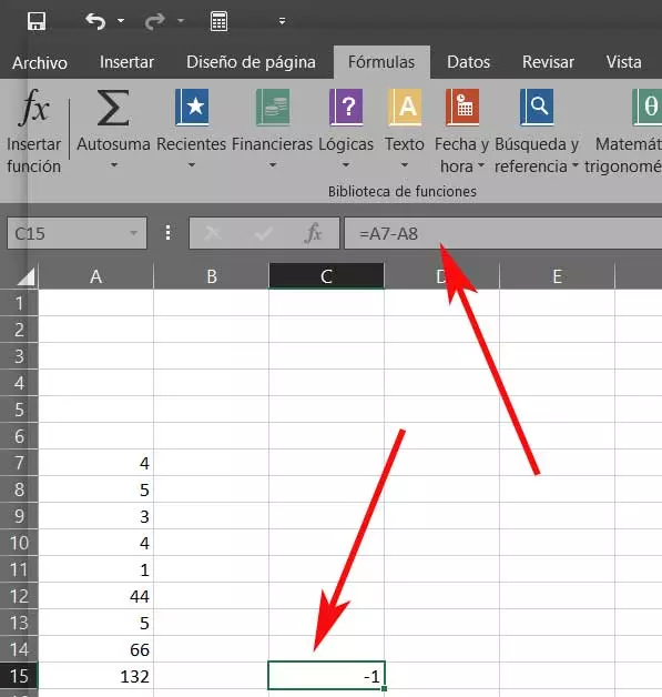 Excel'de çıkarma