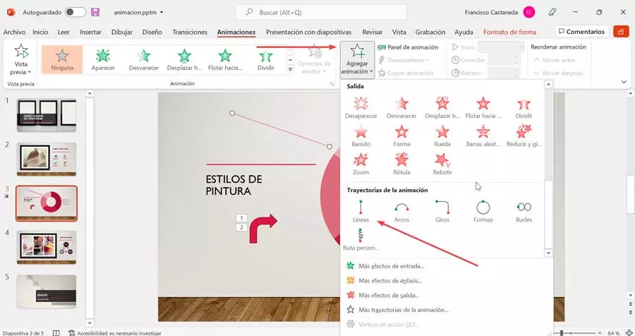 PowerPoint animációs útvonalak