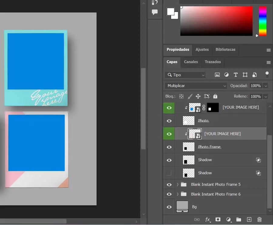 เลเยอร์ของเทมเพลตใน Photoshop