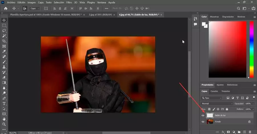 Isendlalelo se-photoshop lightsaber