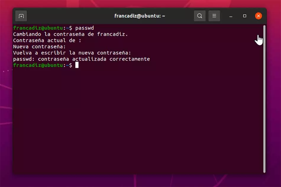 Linux terminal manova ny tenimiafina mpampiasa