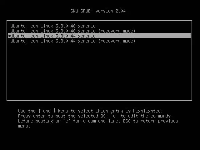 Elenco GRUB di kernel Linux+