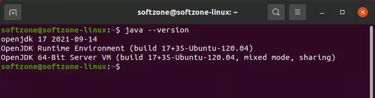Java-weergawe op Linux