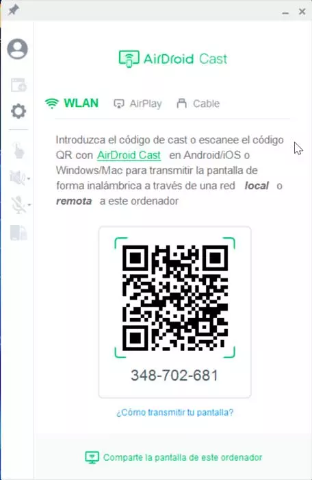 AirDroid Cast skanado QR