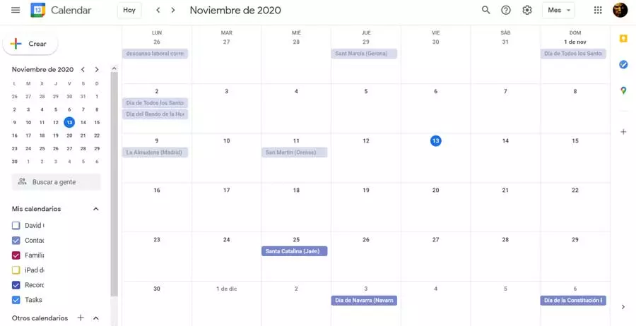 Google Calendar ynterface