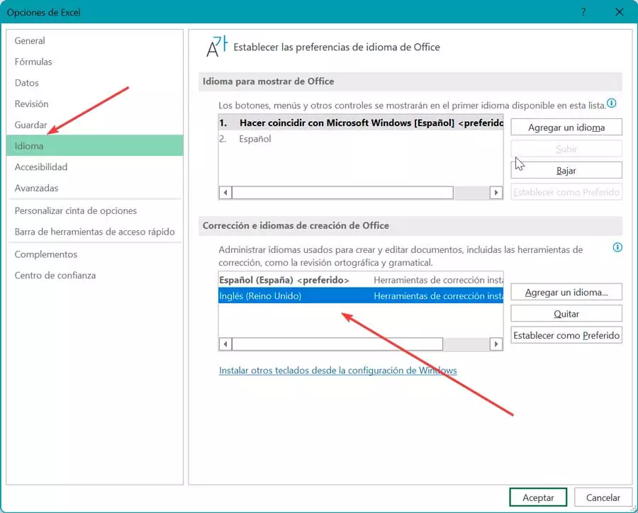 Linguagens de revisão e autoria do Office