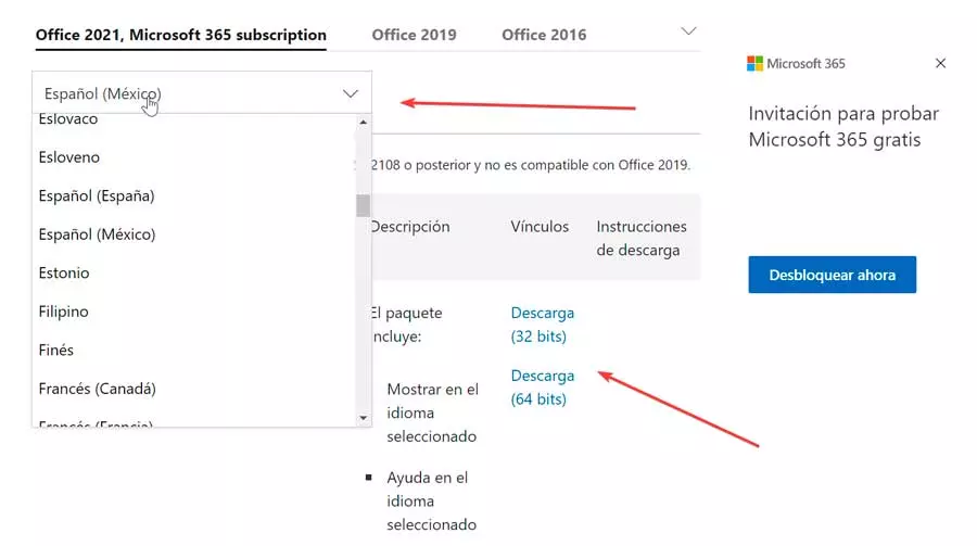 Stáhněte si jazyky pro Office z webu Microsoftu