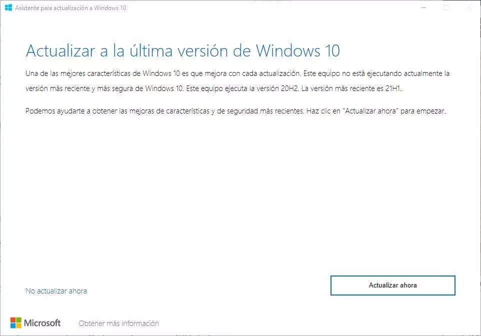Čarovnik za posodobitev sistema Windows 10 21H1