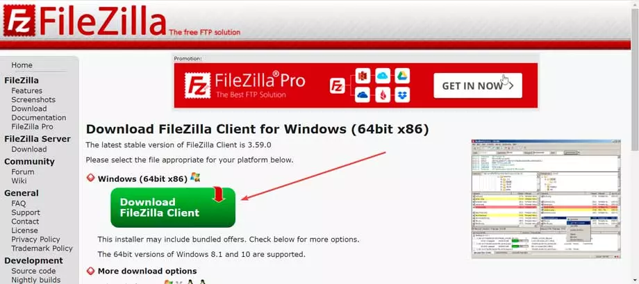 I-download ang Filezilla client